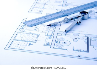 Architecture Plan Draw Drawing Instruments Stock Photo 19901812 ...