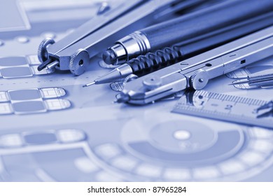 Architecture Plan Interior Work Tools Ruler Stock Photo 87965284 ...