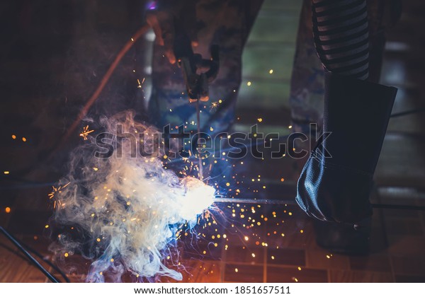 Arcing Welding Iron Concept Shielded Metal Stock Photo 1851657511 ...