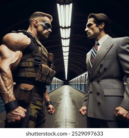 Arnold Schwarzenegger Dressed Commando Facing Agent AI-generated image ...