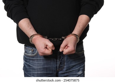 Front View Man Handcuffs On White Stock Photo 138198887 | Shutterstock