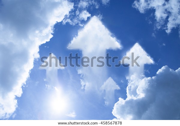 Arrow Cloud Shape On Blue Sky Stock Photo (Edit Now) 458567878