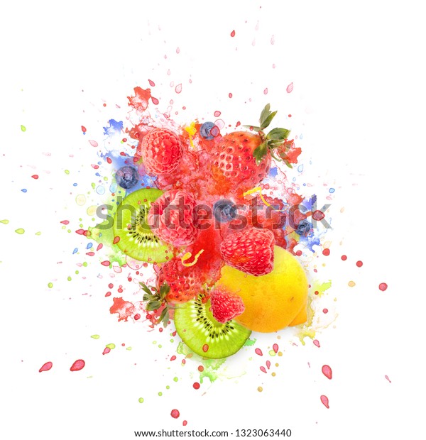 Artfully Lovingly Designed Fruit Explosion Raspberries Stock Photo ...
