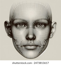 Vintage Anatomy Face Drawing Using Fibonacci AI-generated image ...