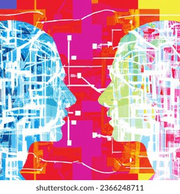 Artificial Intelligence Faces Profile Looking Each AI-generated image ...
