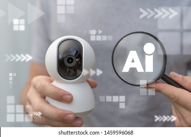 Artificial Intelligence Security Camera Man Hold Stock Photo 1459596068 ...
