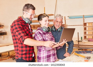 Artisan Team Apprentice Laptop Computer While Stock Photo 1412350043 ...