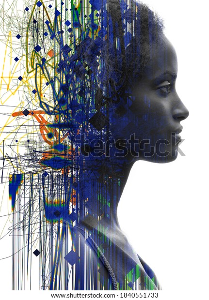 Стоковая фотография 1840551733: Artwork Created By Combining Portrait ...
