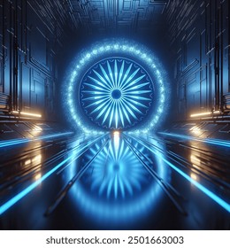 Ashok Chakra Form Sci Fi Blue AI-generated image 2501742337 | Shutterstock