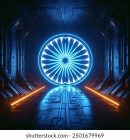 Ashok Chakra Form Sci Fi Blue AI-generated image 2501746691 | Shutterstock