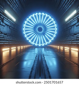 Ashok Chakra Form Sci Fi Blue AI-generated image 2501742337 | Shutterstock