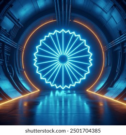Ashok Chakra Form Sci Fi Blue AI-generated image 2501742337 | Shutterstock