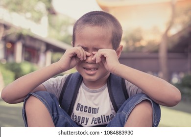 Asian Boy Crying While Sitting On Stock Photo (Edit Now) 1084883930 ...
