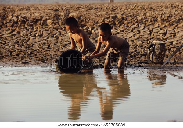Asian Boy Dry Area Using Plastic Stock Photo 1655705089 | Shutterstock