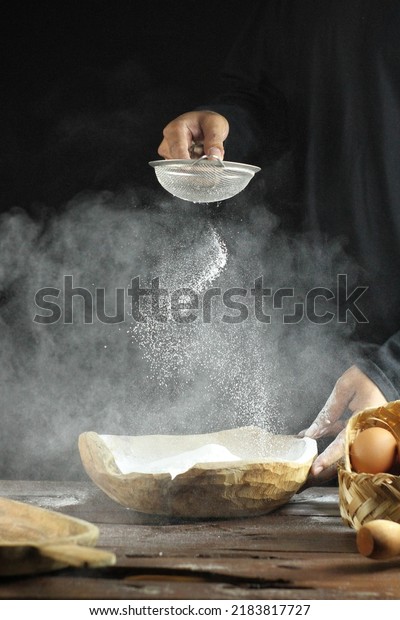 Asian Man Processing Flour Make Cake Stock Photo 2183817727 | Shutterstock