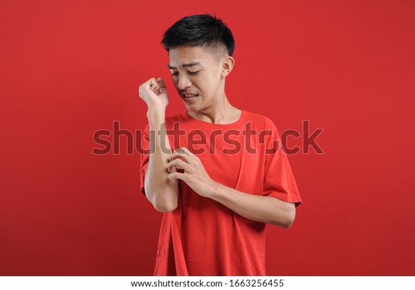 Asian Man Suffer Itching Scratching His Stock Photo 1663256455 ...