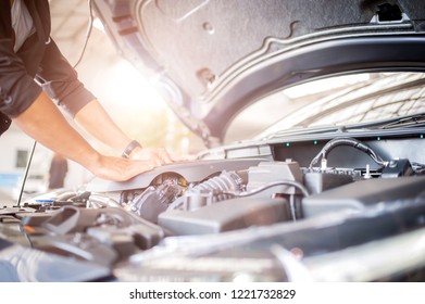 Asian Men Checking Engine Accessories Safety Foto Stok 1221732829 ...