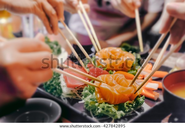 Asian People Eating Sashimi Set Asian Stock Photo (Edit Now) 427842895 Asian People Eating Sashimi Set Asian Stock Photo (Edit Now) 427842895