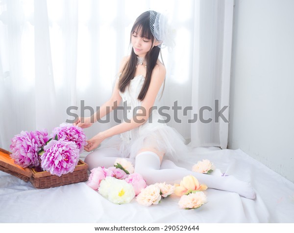 Asian Sexy Underwear Girl Lady Japanese Style With Flowers