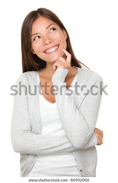 Asian Woman Thinking Looking Pensive Happy Stock Photo 86902006 ... Asian Woman Thinking Looking Pensive Happy Stock Photo 86902006 ...
