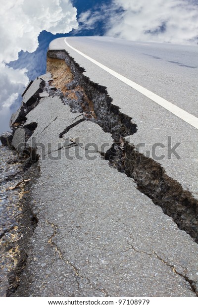 Asphalt Road Path Collapsed Head Clouds Stock Photo 97108979 | Shutterstock