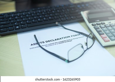 Assets Declaration Form Bank Notes Calculator Stock Photo 1623265903 ...