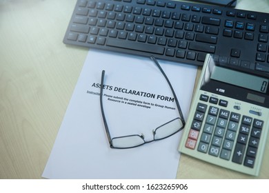 Assets Declaration Form Bank Notes Calculator Stock Photo 1623265906 ...