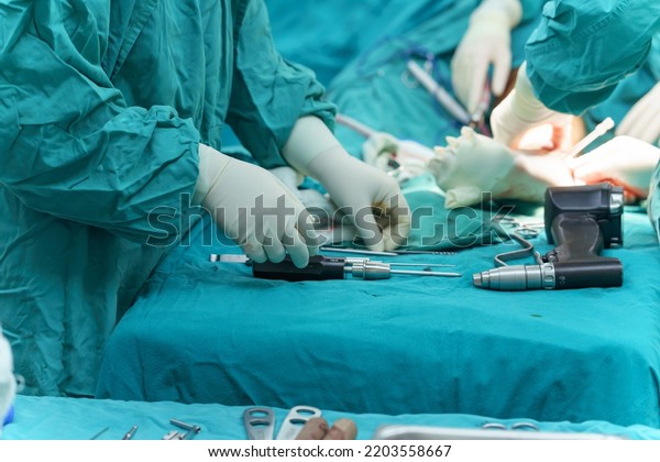 Assistant Preparing Instruments Support Orthopedic Doctor Stock Photo ...