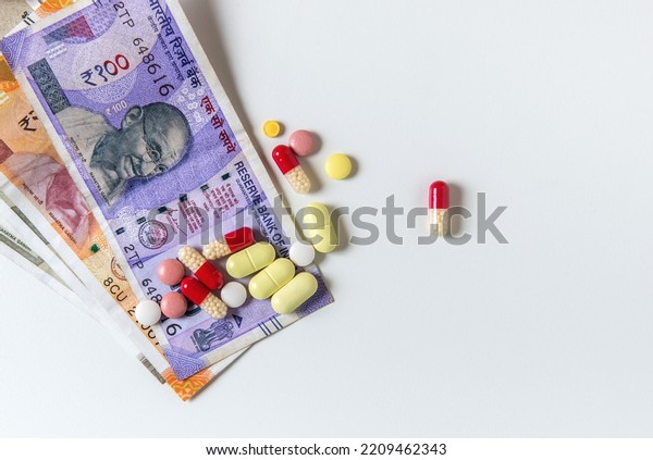 Assorted Capsules Tablets Placed Indian Rupee Stock Photo 2209462343 ...
