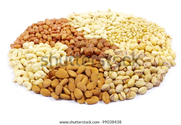Assorted Mixed Nuts On White Background Stock Photo 99038438 | Shutterstock