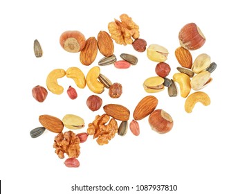 Assorted Mixed Nuts White Background Top Stock Photo 1087937810 ...