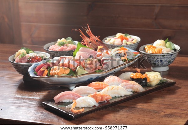 Assorted Sushi Set Menu Stock Photo (Edit Now) 558971377