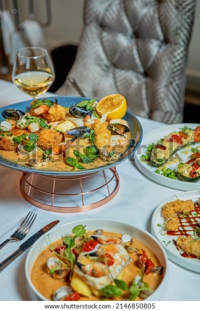 Assorted View Dinner Table Delicious Food Stock Photo 2146850805 ...