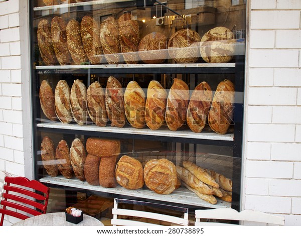 Assortment Baked Bread Bakery Window Display Stock Photo 280738895 ...
