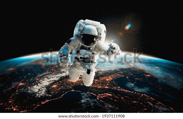 Astronaut Spaceman Do Spacewalk While Working Stock Photo (Edit Now ...