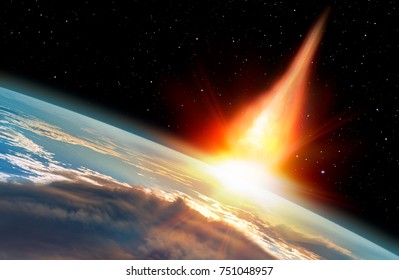 Attack Asteroid On Earth Elements This Stock Photo 751048957 | Shutterstock
