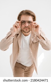 Attractive Guy Model Looking Camera Through Stock Photo 2180424471 ...