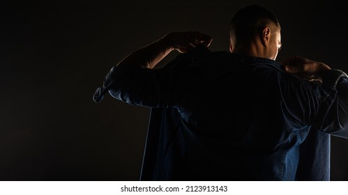 Attractive Handsome Guy Posing Back While Stock Photo 2123913143 ...