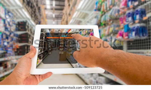 Augmented Reality Warehouse Logistic Concept Hand Stock Photo (Edit Now ...