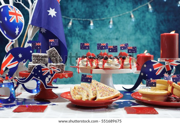 Australian Theme Party Table Flags Iconic Stock Photo (Edit Now) 551689675