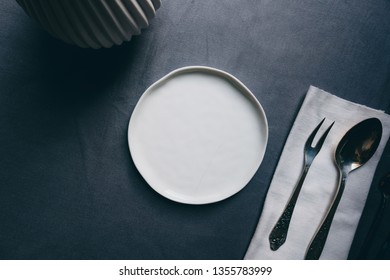 Authentic Ceramic Table Setting Mock Linen Stock Photo 1350849902 ...