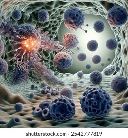 Autoimmune Cells Attacking Normal Tissue AI-generated image 2543563521 ...