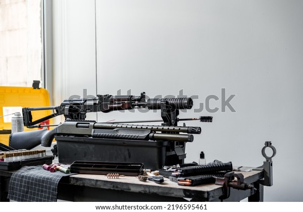 Automatic Rifle On Stand On Table Stock Photo 2196595461 | Shutterstock