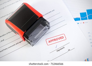 Automatic Stamp On Contract Document Approved Stock Photo 712466566 ...