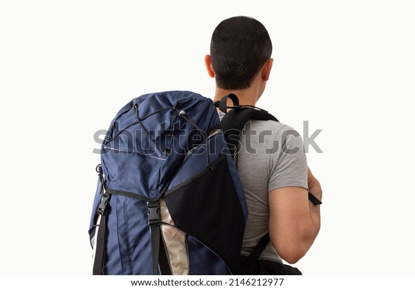 Back Man Big Blue Backpack On Stock Photo 2146212977 | Shutterstock
