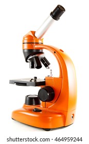 Back Orange Microscope On White Stock Photo (Edit Now) 464959199