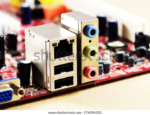 Back Panel Connectors Modern Computer Motherboard Stock Photo 176096282 ...