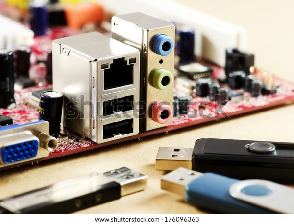 Back Panel Connectors Modern Computer Motherboard Stock Photo 176096363 ...