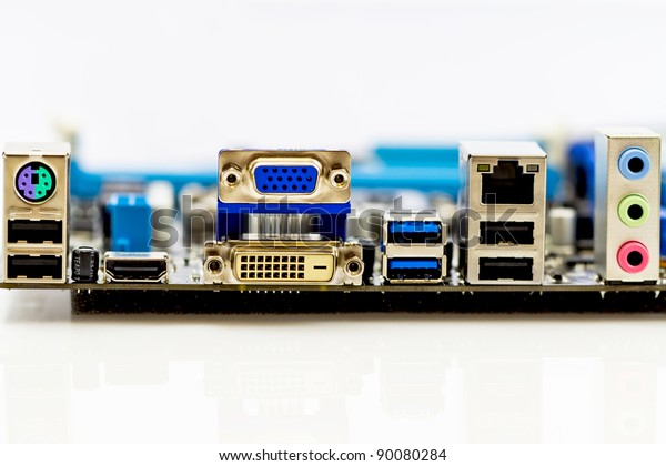 Back Panel Connectors Modern Computer Motherboard Stock Photo 90080284 ...