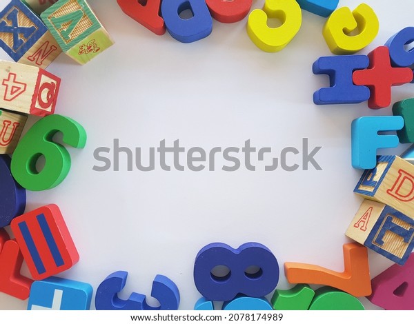 Back School Top View Set Wooden Stock Photo (Edit Now) 2078174989